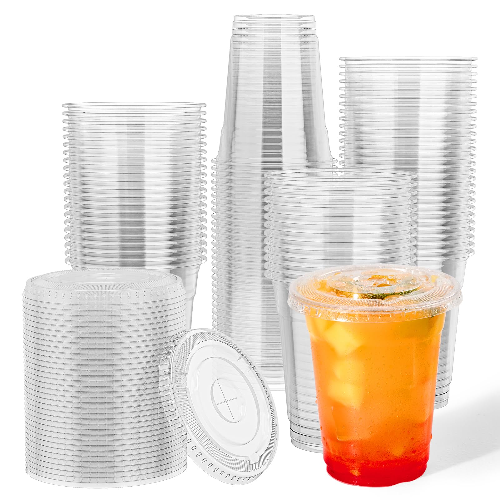 Amazon.com: JOLLY CHEF 12 oz Plastic Cups with Lids, 500 Packs Crystal ...