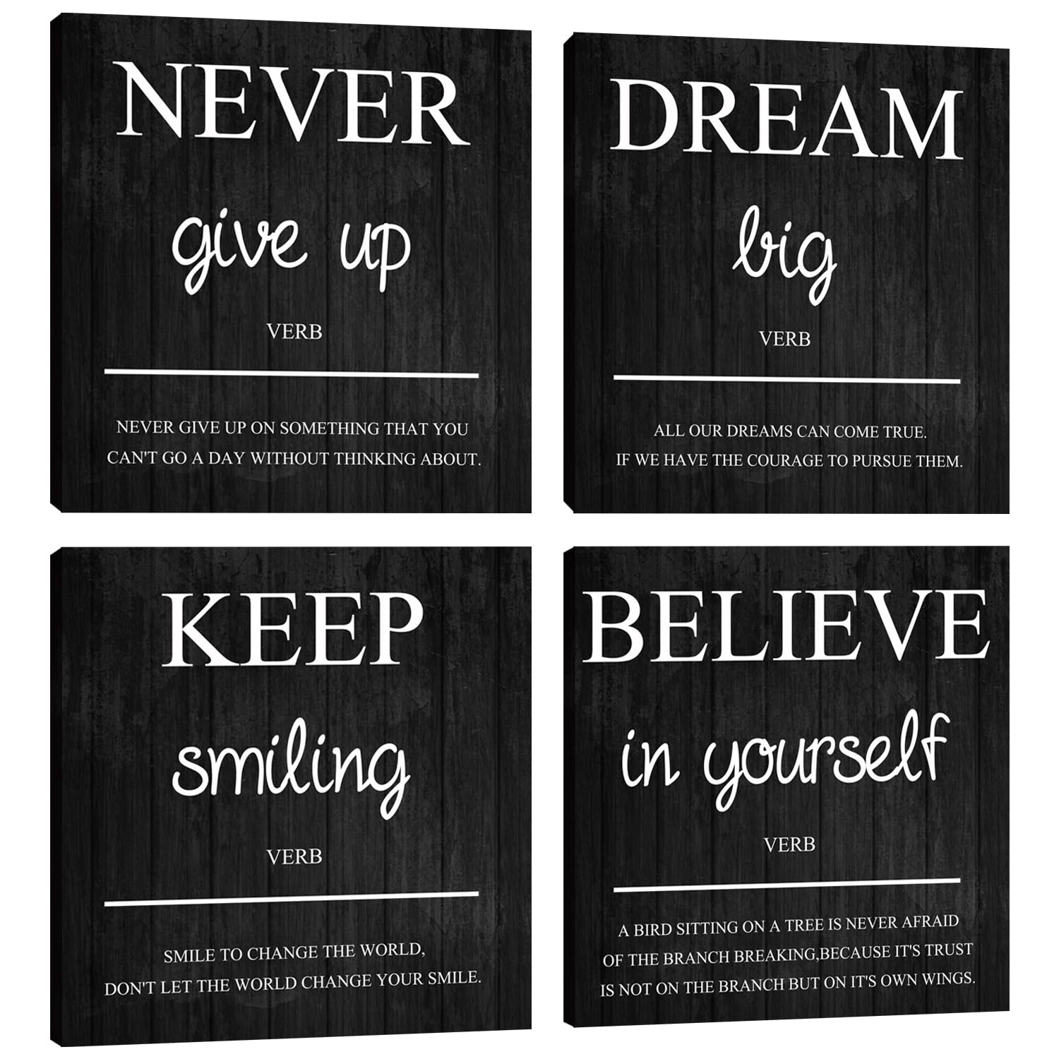 Amazon.com: Motivational Wall Decor 4 Pieces Inspirational Wall Art ...