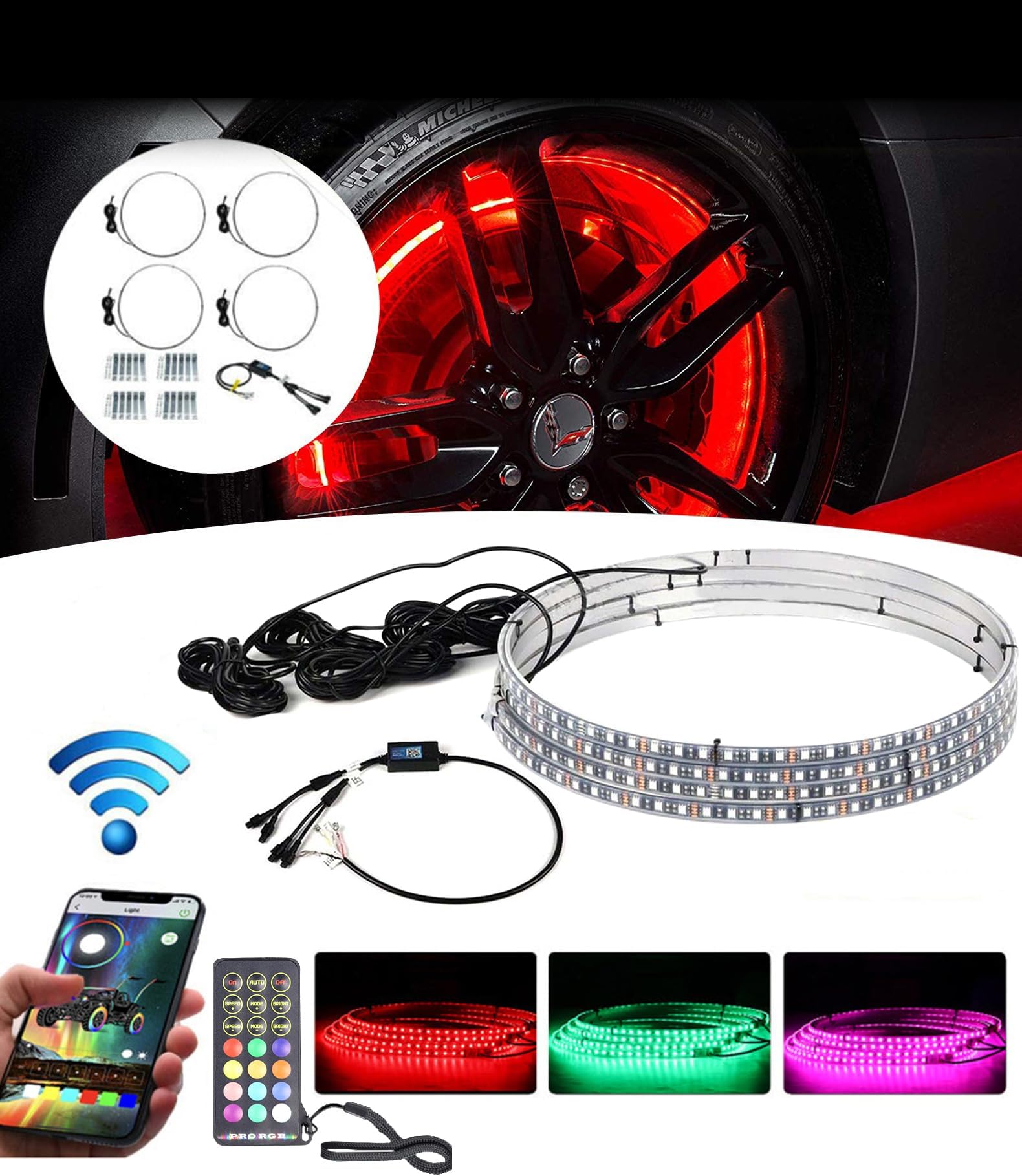 Amazon.com: Exerock 4pc 14'' Wheel Light 12V Waterproof LED Illuminated ...