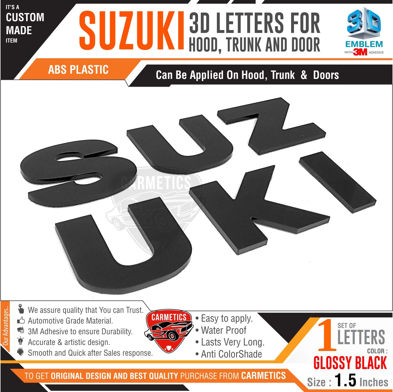 Buy CarMetics Suzuki 3D Car Sticker Logo Emblem Accessories Letters for ...