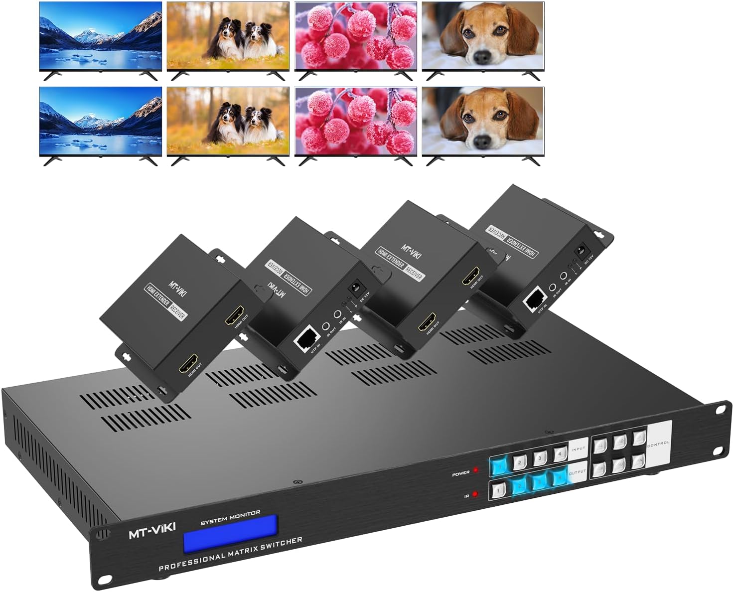 Amazon.com: MT-VIKI 4K HDMI Matrix Extender 4x4 4K60Hz 4:4:4 Over CAT6 ...