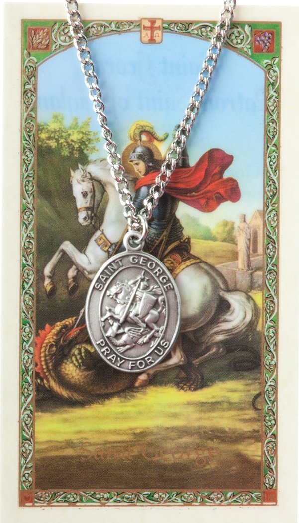 Pewter Saint St George Medal with Laminated Holy Card, 1 1/16 Inch ...