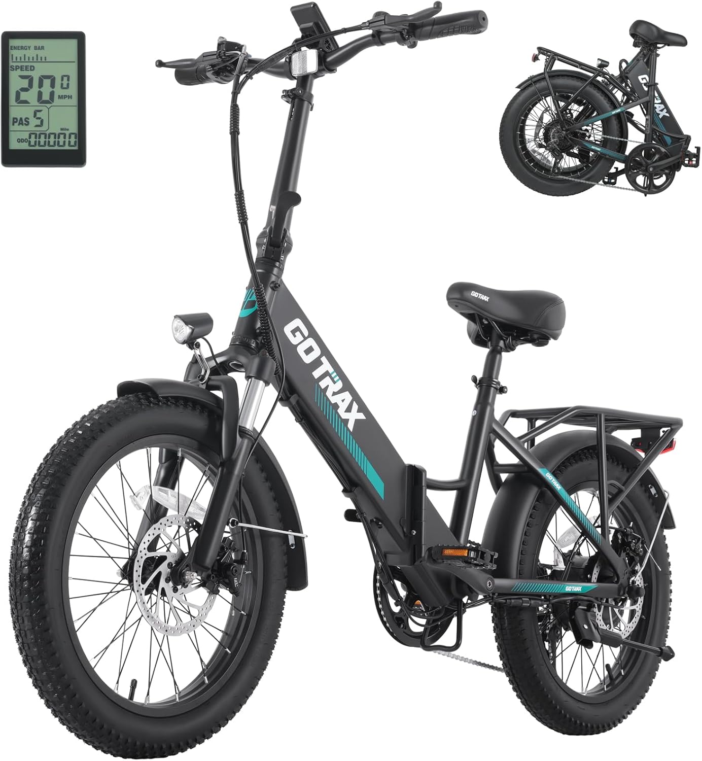 Gotrax R2 20" Folding Electric Bike with 89Km (Pedal-assist1) by 48V ...