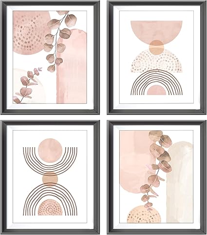 Amazon.com: Abstract Boho Geometric Line Sun Moon Pink Eucalyptus Leaf ...