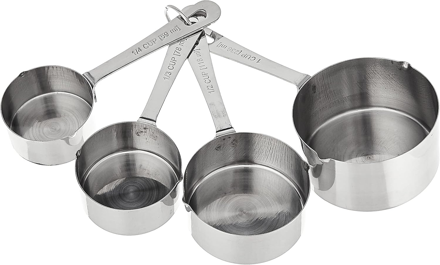 Amco 527 Set of 4 Basic Ingredients Stainless Steel Measuring Cups ...