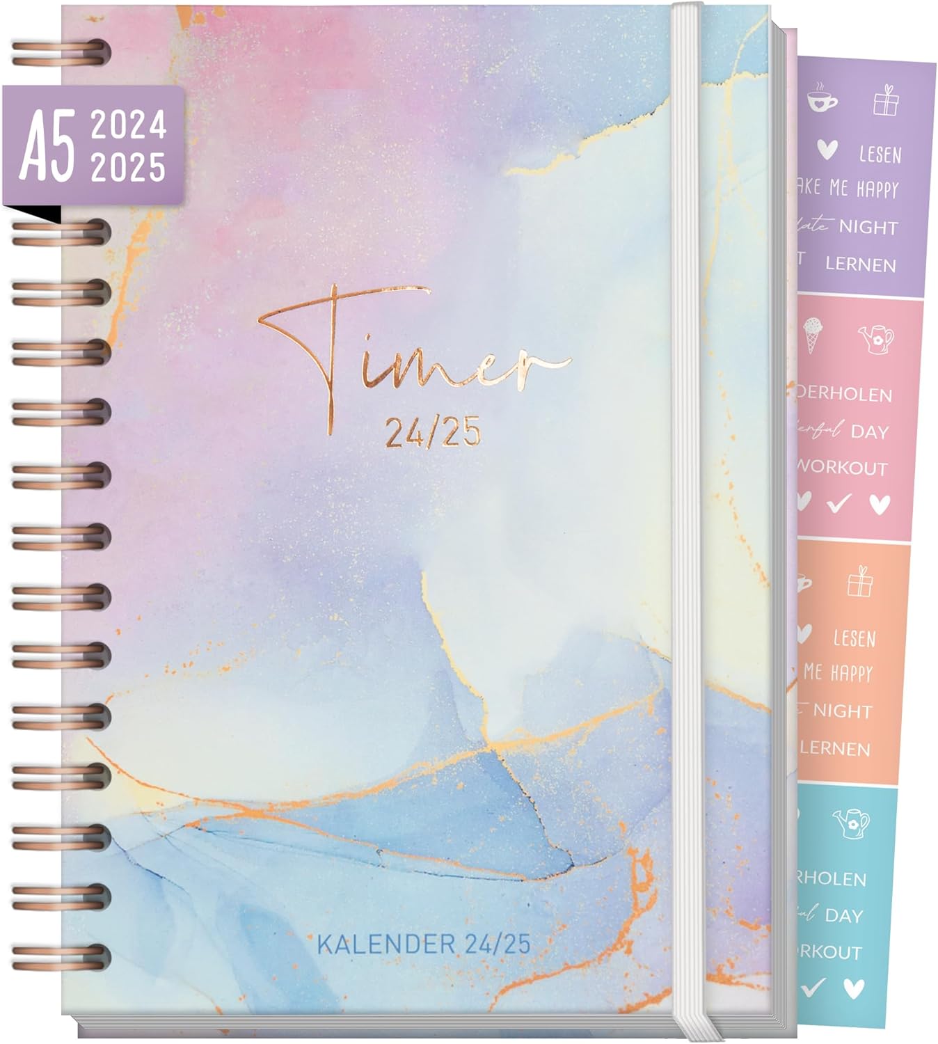 Häfft-Timer Fancy 2024/2025 A5 "Bleu & Rosé" Schulplaner (Aug 24 - Sep ...