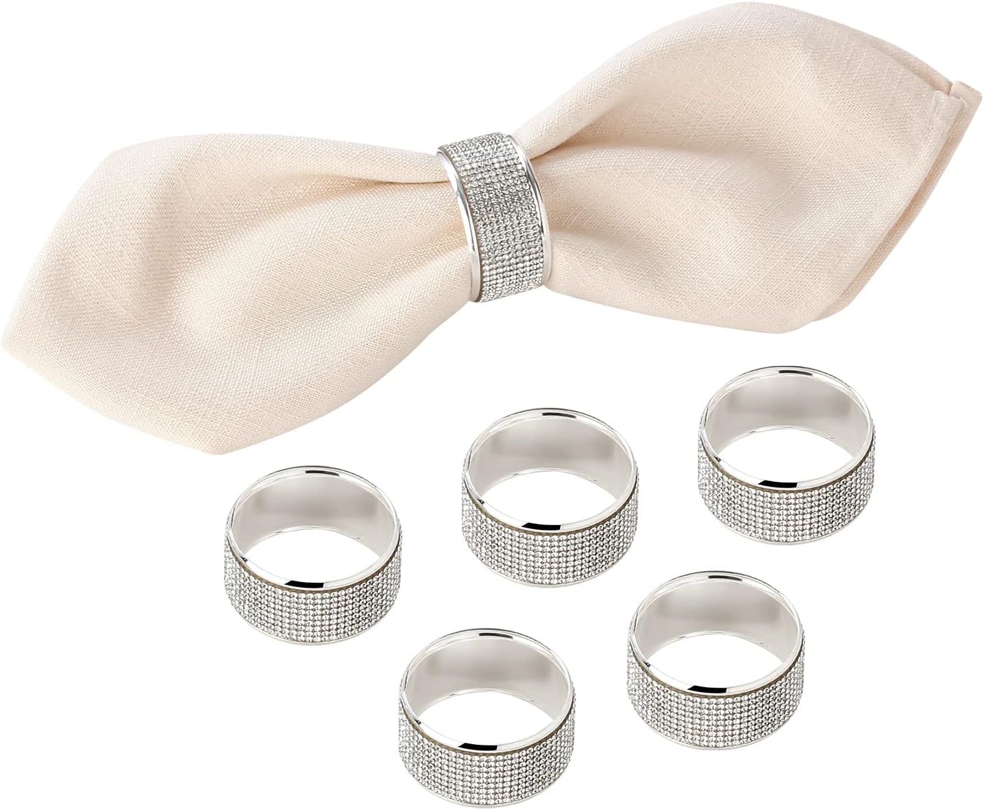 Amazon.com: Joyindecor Napkin Rings Set of 6 - Round Crystal Diamond ...