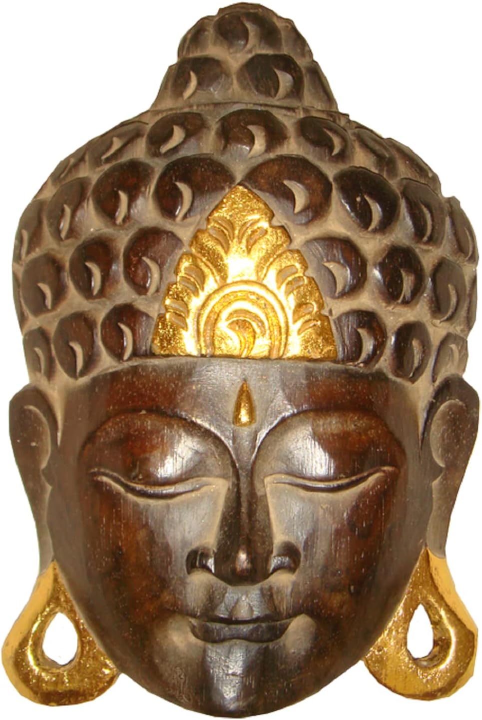 Buddha Gold Wooden Face Mask Handmade in Bali, Wall Mask – BigaMart