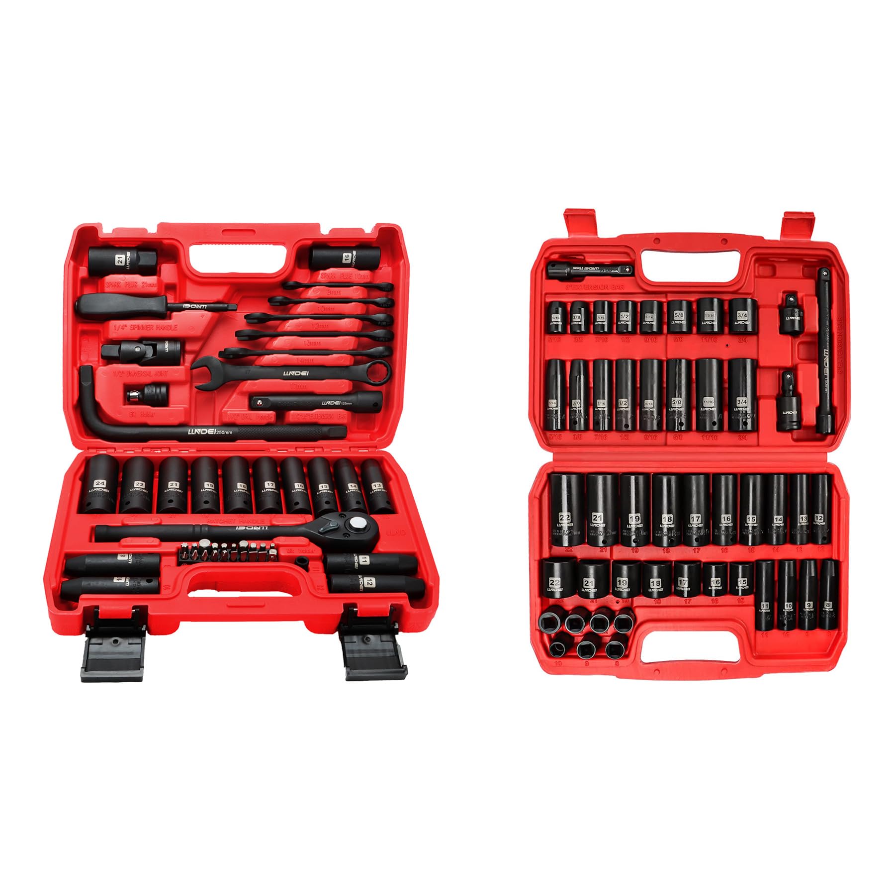 Amazon.com: LLNDEI 49PCS 1/2 Socket Wrench Set&48PCS 3/8 Socket Set ...