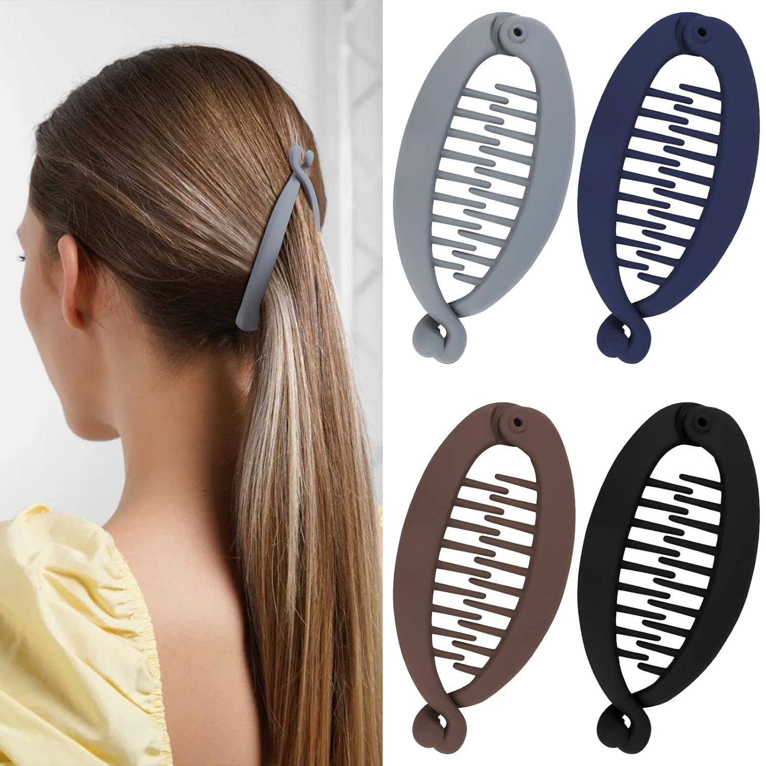 Amazon.com : Hapdoo 4PCS Small Banana Clips Hair, Mini Matte Banana Hair Clips for Women Girls ...