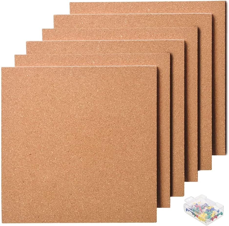 Dproptel 6Pack Square Cork Board 12"x12" - 1/2" Thick Bulletin Boards ...