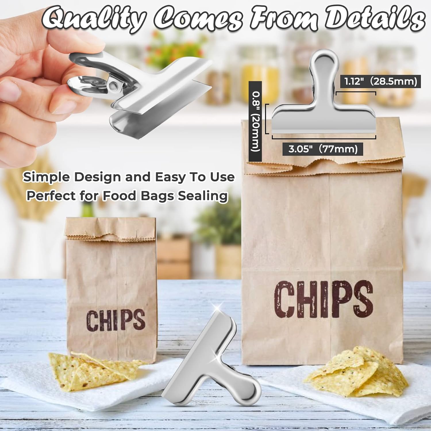 Snapklik.com : 24 Packs Sliver Bag Clips For Food Packages, Chip Clips ...