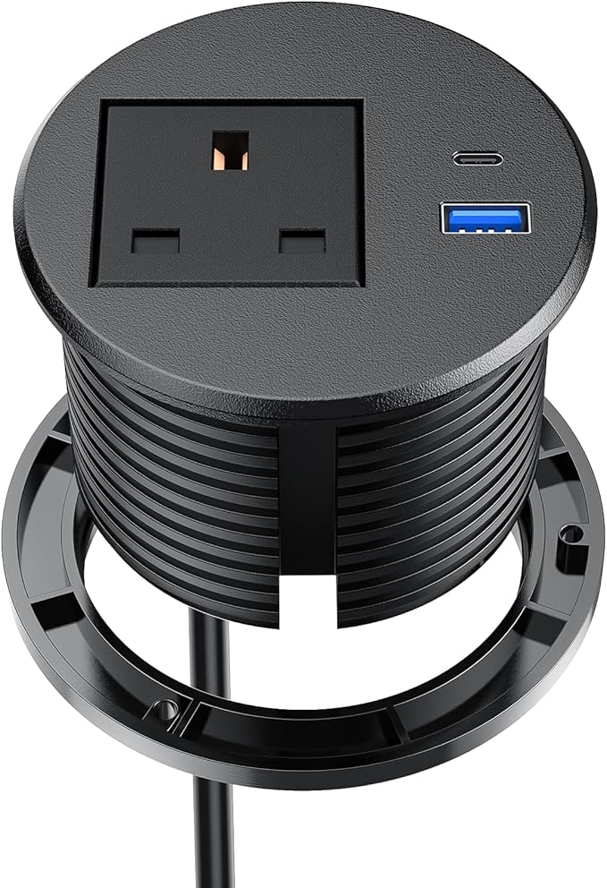 Ohuo Desk Power Grommet 80mm with USB-C PD 20W, Desk Plug Socket with 2 ...