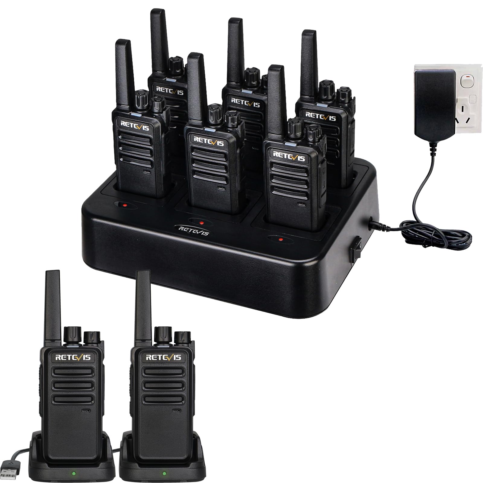 Amazon.com: Retevis RT68 Rechargeable Two Way Radios 6 Pack with Six ...