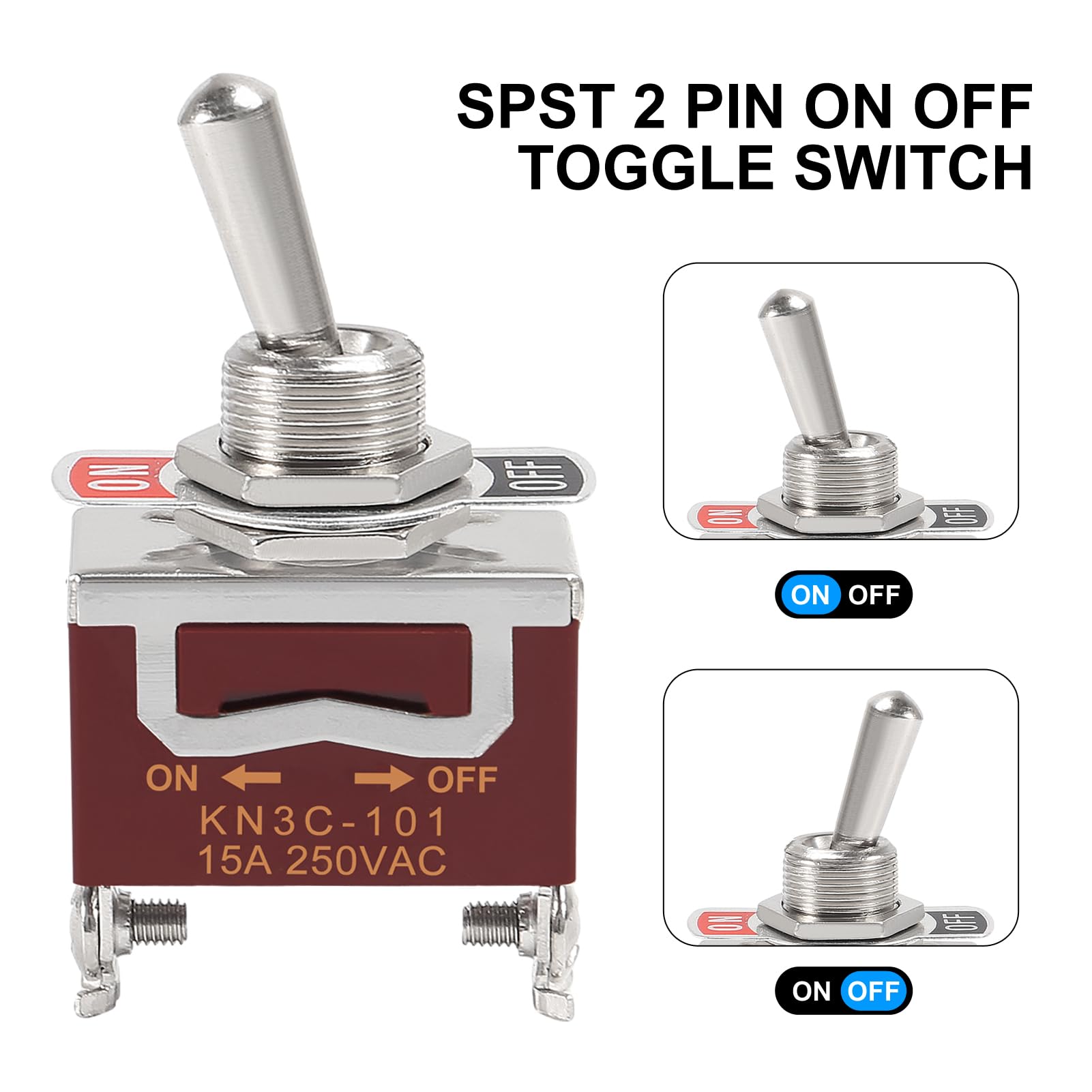 Snapklik.com : 3PCS Toggle Switch 12V, Heavy Duty 2 Pin Momentary ...