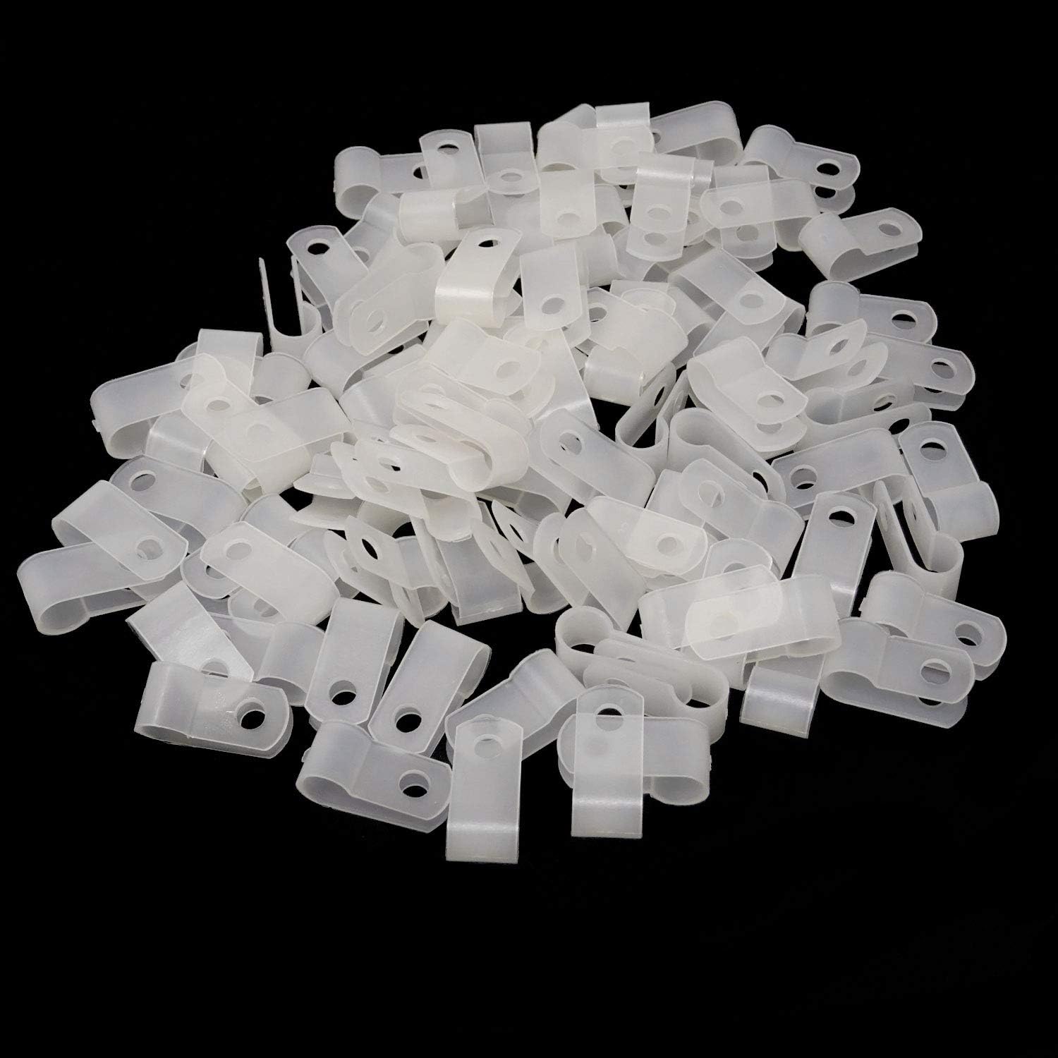 Amazon.com: 100 Pieces 3/8 Inch (9.5mm) Nylon R-Type Cable Clips Wire ...