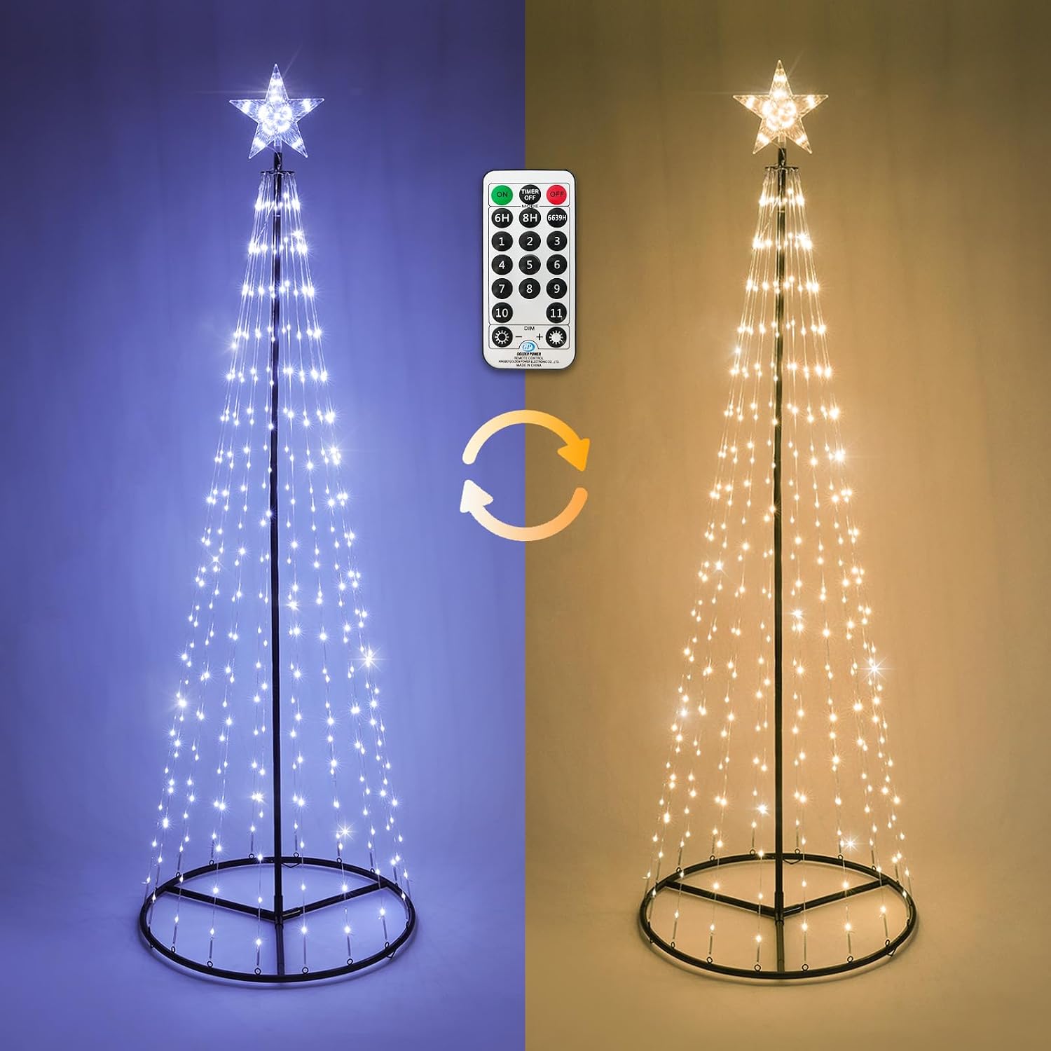 Amazon.com: 9 ft Lighted Outdoor Christmas Tree, 444 LEDs Pre-lit ...