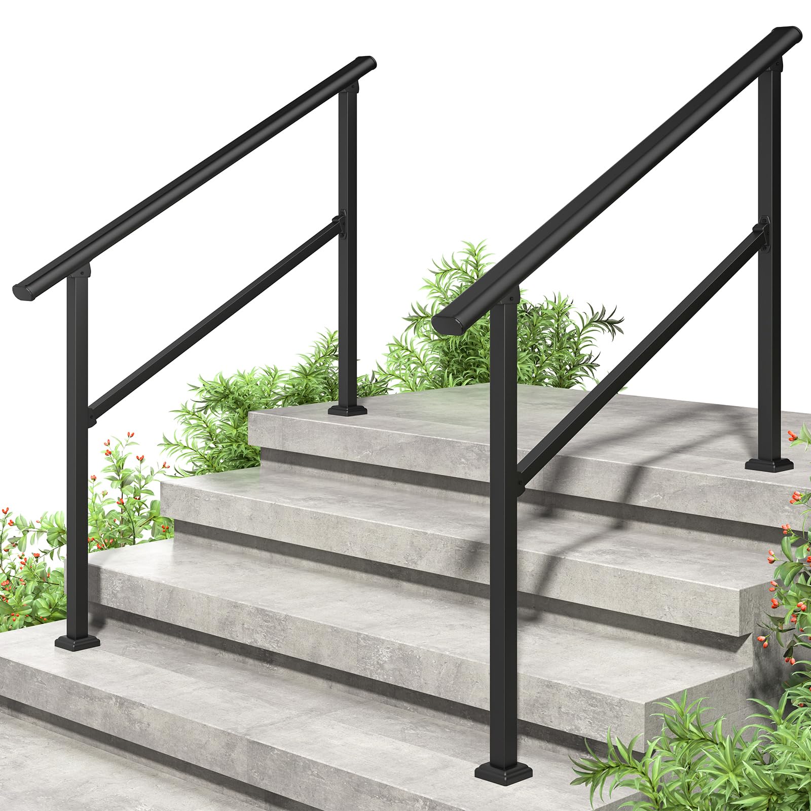Snapklik.com : ROOMTEC 2 Pack 4 Step Handrails For Outdoor Steps ...