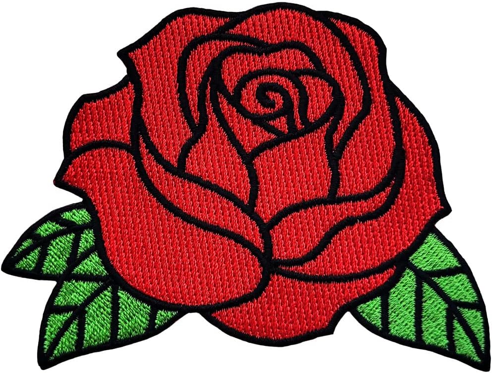 Amazon.com: Pinsanity Red Rose Iron-On Embroidered Patch : Arts, Crafts ...