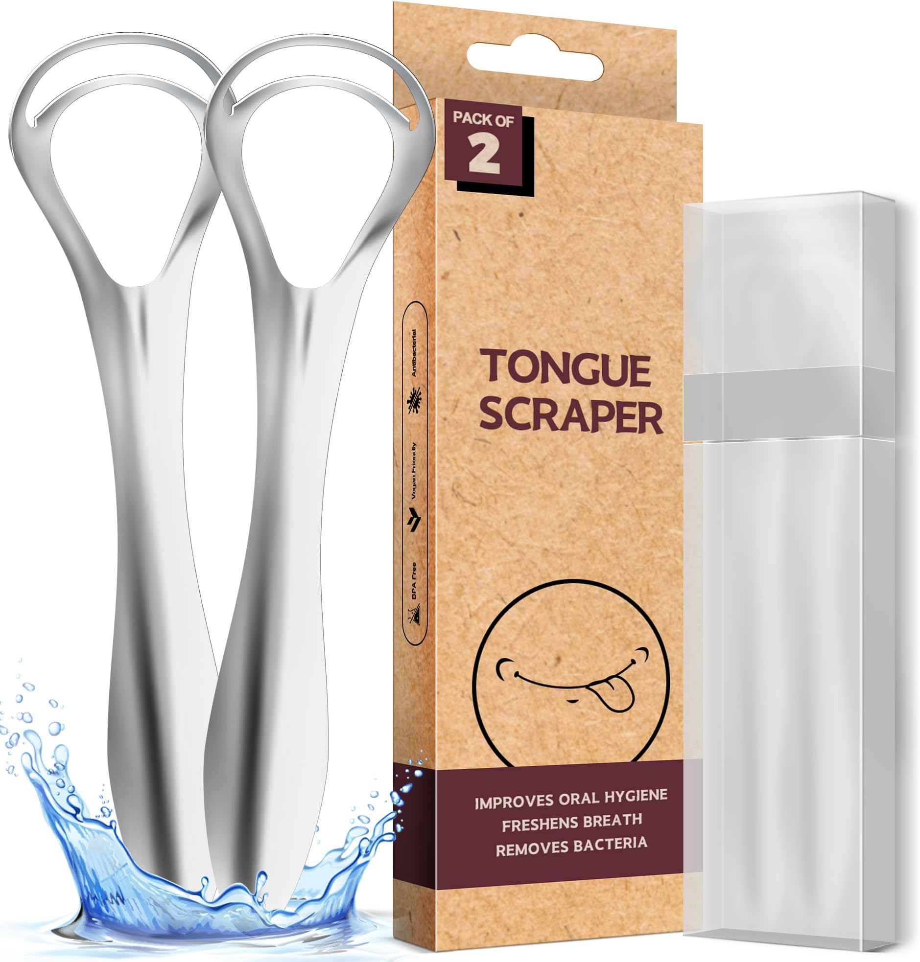 Amazon.com : Tongue Scraper for Adults (2 Pack), Reduce Bad Breath ...