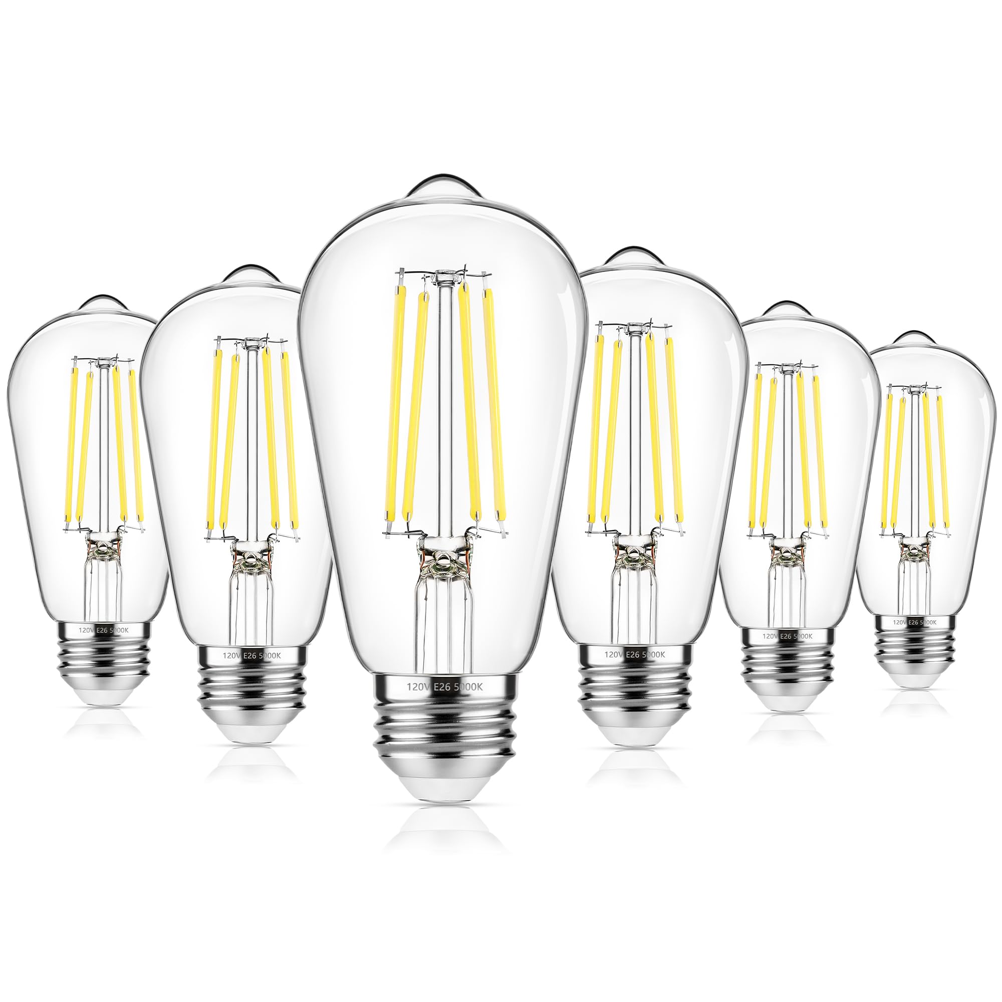 ASOMST Vintage LED Edison Bulbs 60W Equivalent 850 Lumens, 6W Edison ...