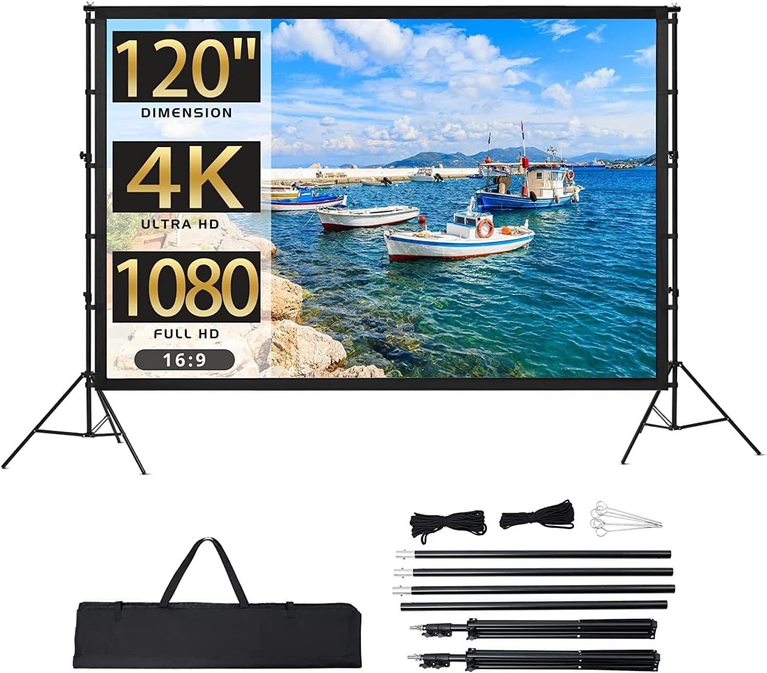 Amazon.com: Projector Screen with Stand, 120 inch Portable Projection ...