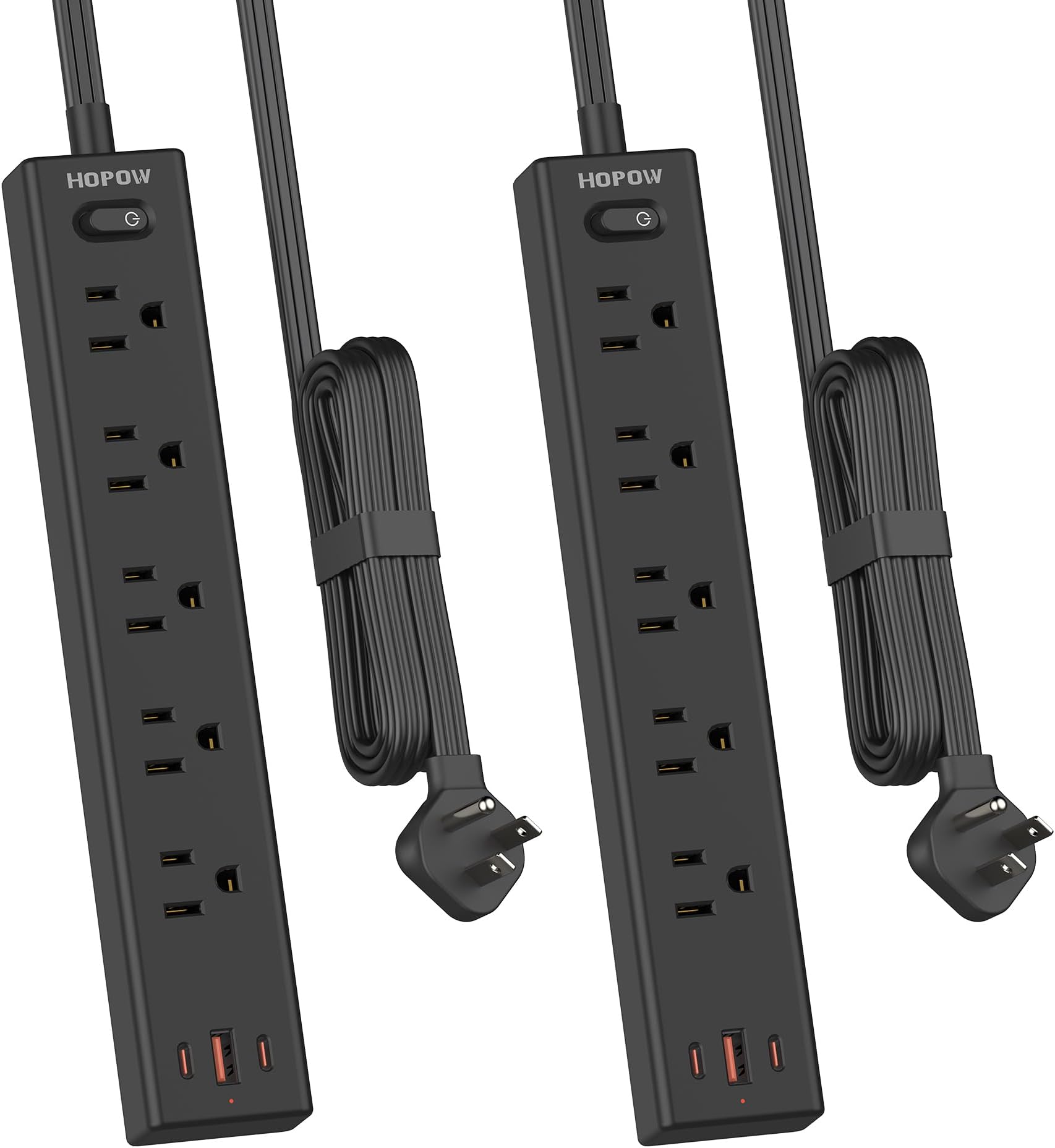 Amazon.com: HOPOW Flat Plug Power Strip, 2 Pack, 6 Ft Ultra Thin Flat ...