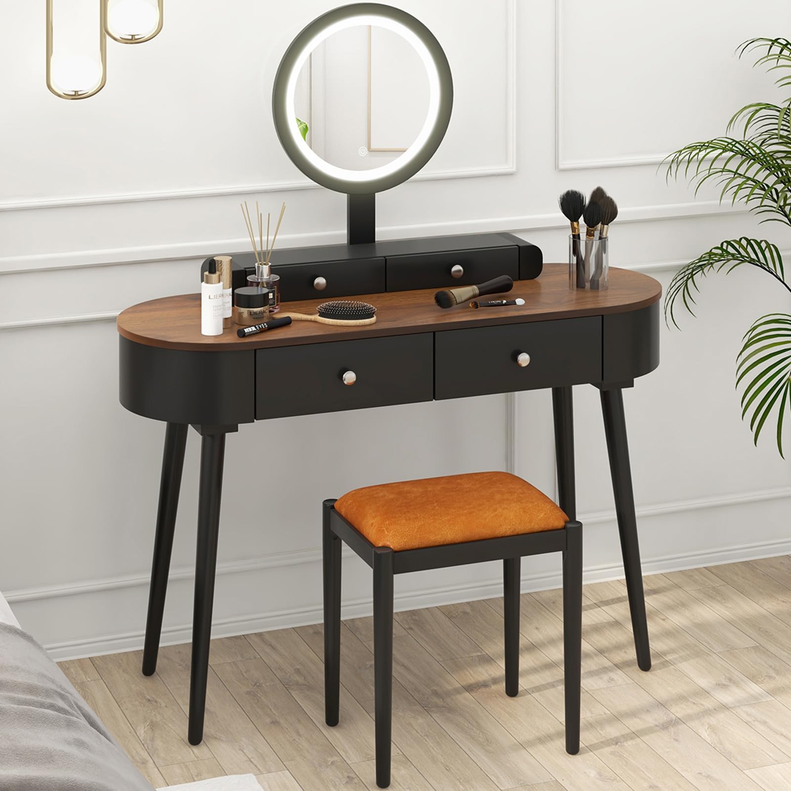 Amazon.com: CHARMAID Makeup Vanity Desk with Lights, 47 inch Makeup ...