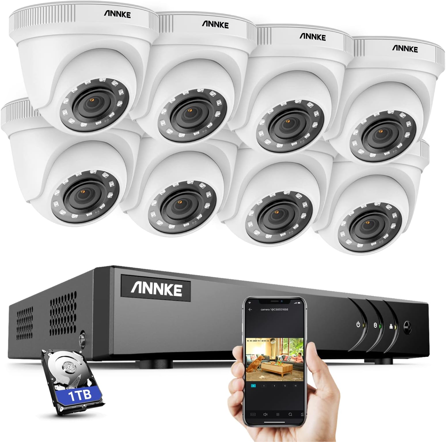 ANNKE 1080p Kit Caméra de Surveillance Exterieure Filaire,5MP Lite DVR ...