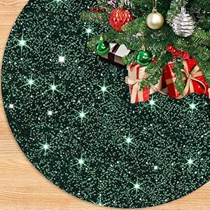 Amazon.com: PATYDEST Emerald Green Christmas Tree Skirt 36 Inches ...