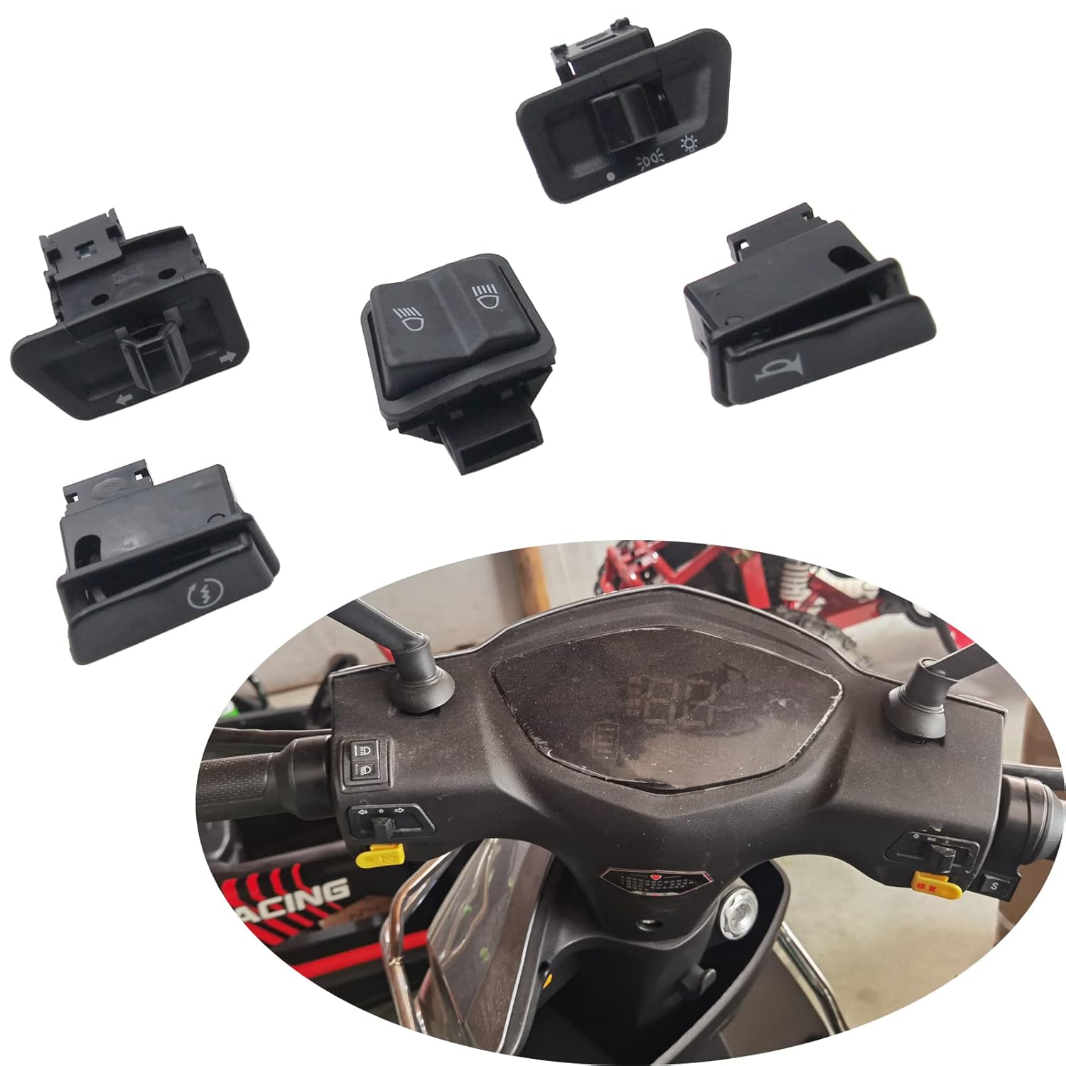 Chino Scooter inicio cuerno atenuador interruptor de señal de giro ...