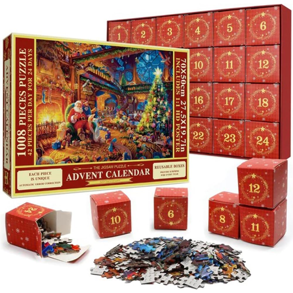 Christmas Advent Calendar 2024 Jigsaw Puzzle - 24 Boxes Packing 1008 ...