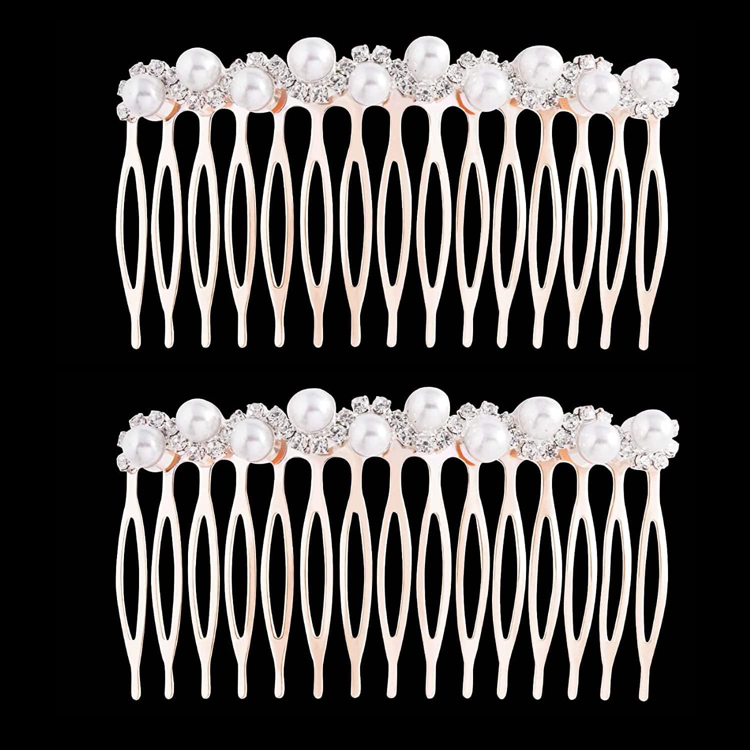 Amazon.com : 2 Pcs Pearl Hair Comb Black Hair Side Combs Clip Twist ...
