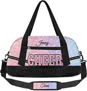 Amazon.com | Personalized Glitter Cheer Bag Girls,Foldable Kids Duffel ...