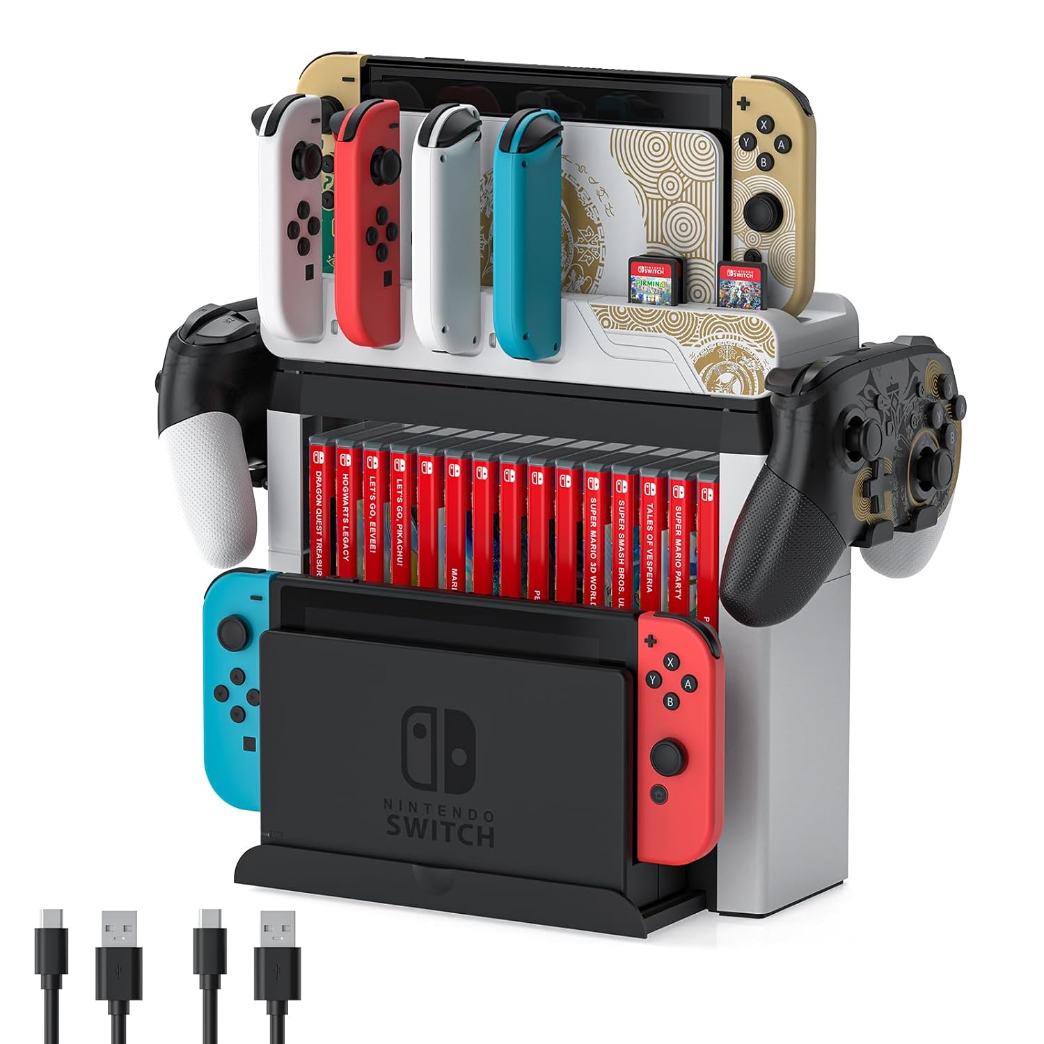 Amazon.com: Switch Games Organizer Station with Controller Charger ...