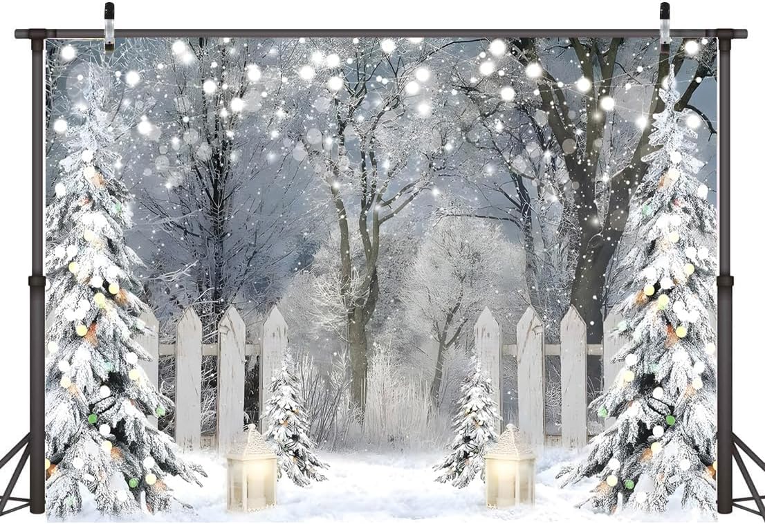 Amazon.com : AIIKES 7X5FT Winter Photography Backdrop Glitter White ...