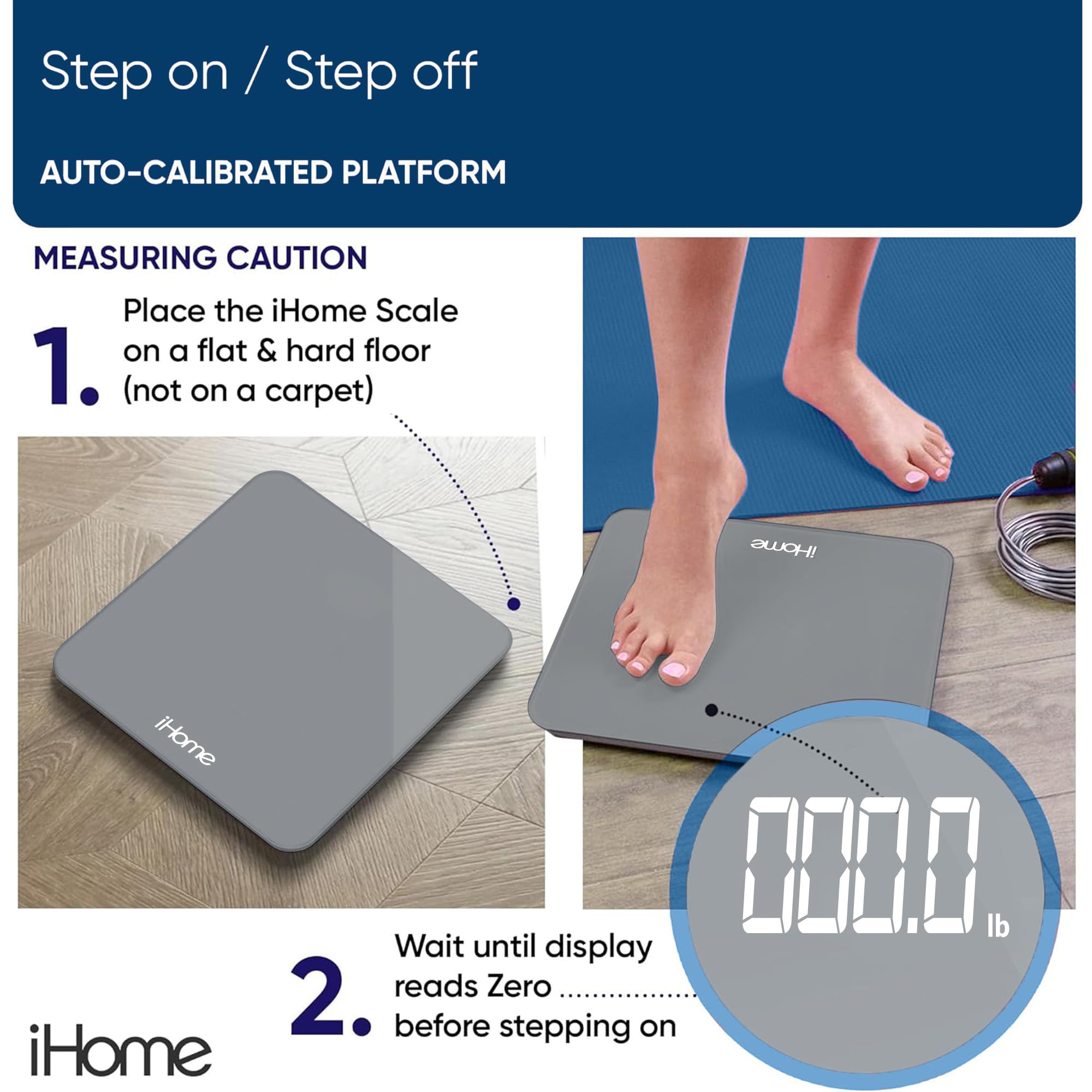 Snapklik.com : iHome Digital Scale, Bathroom Scale, Batteries Included ...