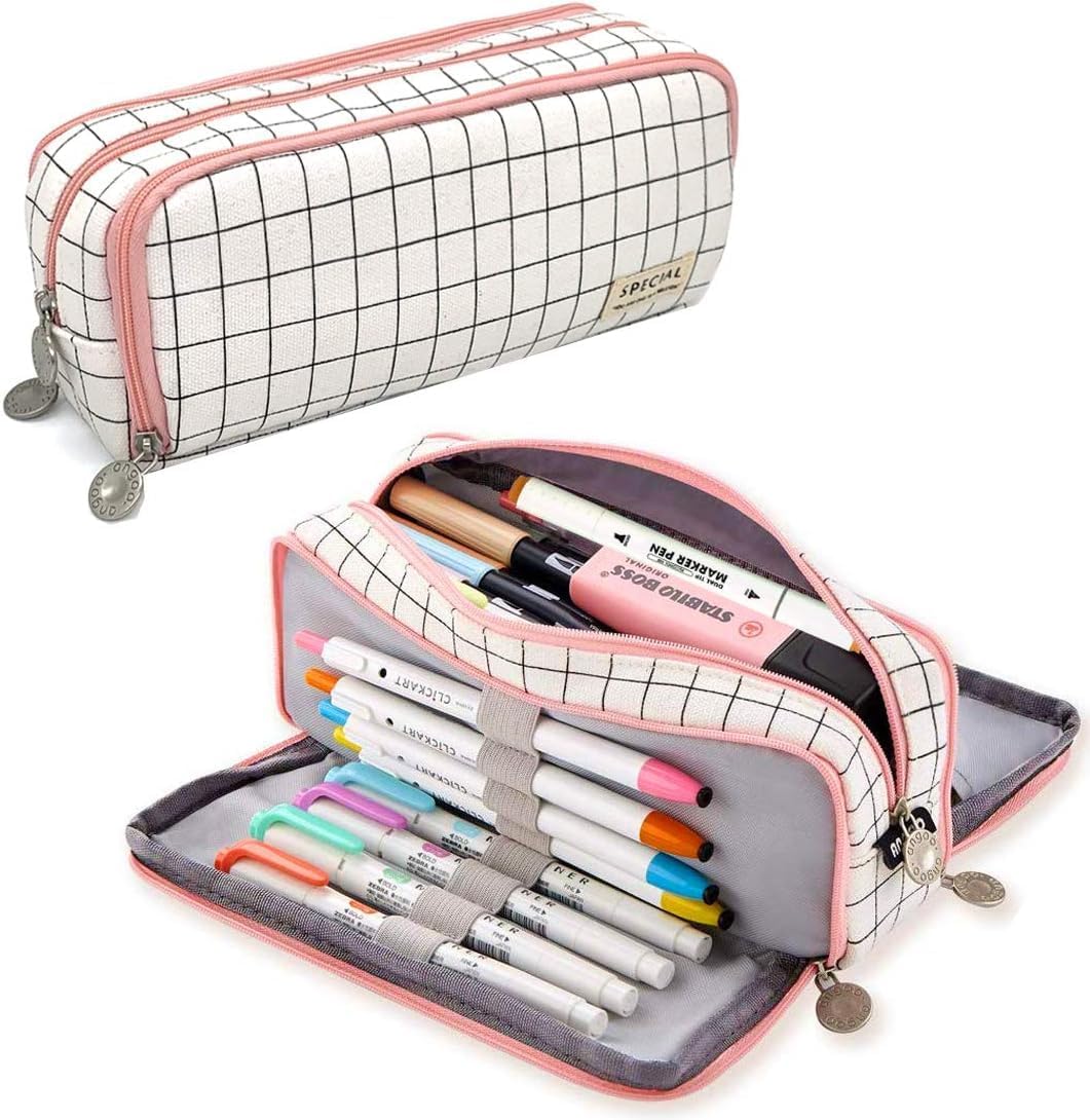 Buy FINEMOE Canvas Large Capacity Pencil Box For Girls&Boys,3 ...