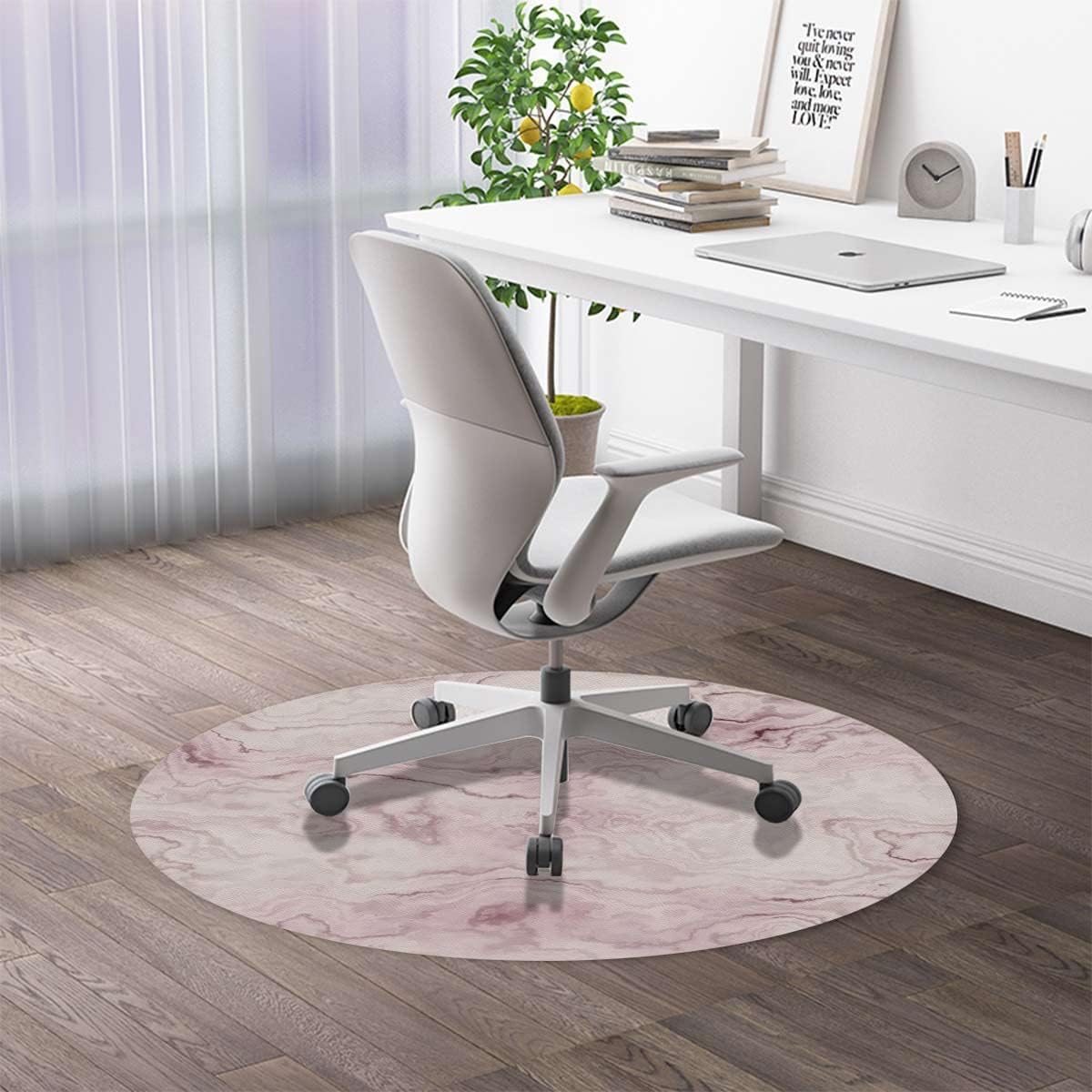 Amazon.com : Pink Grey PU Leather Office Chair Mat for Hardwood Floor ...