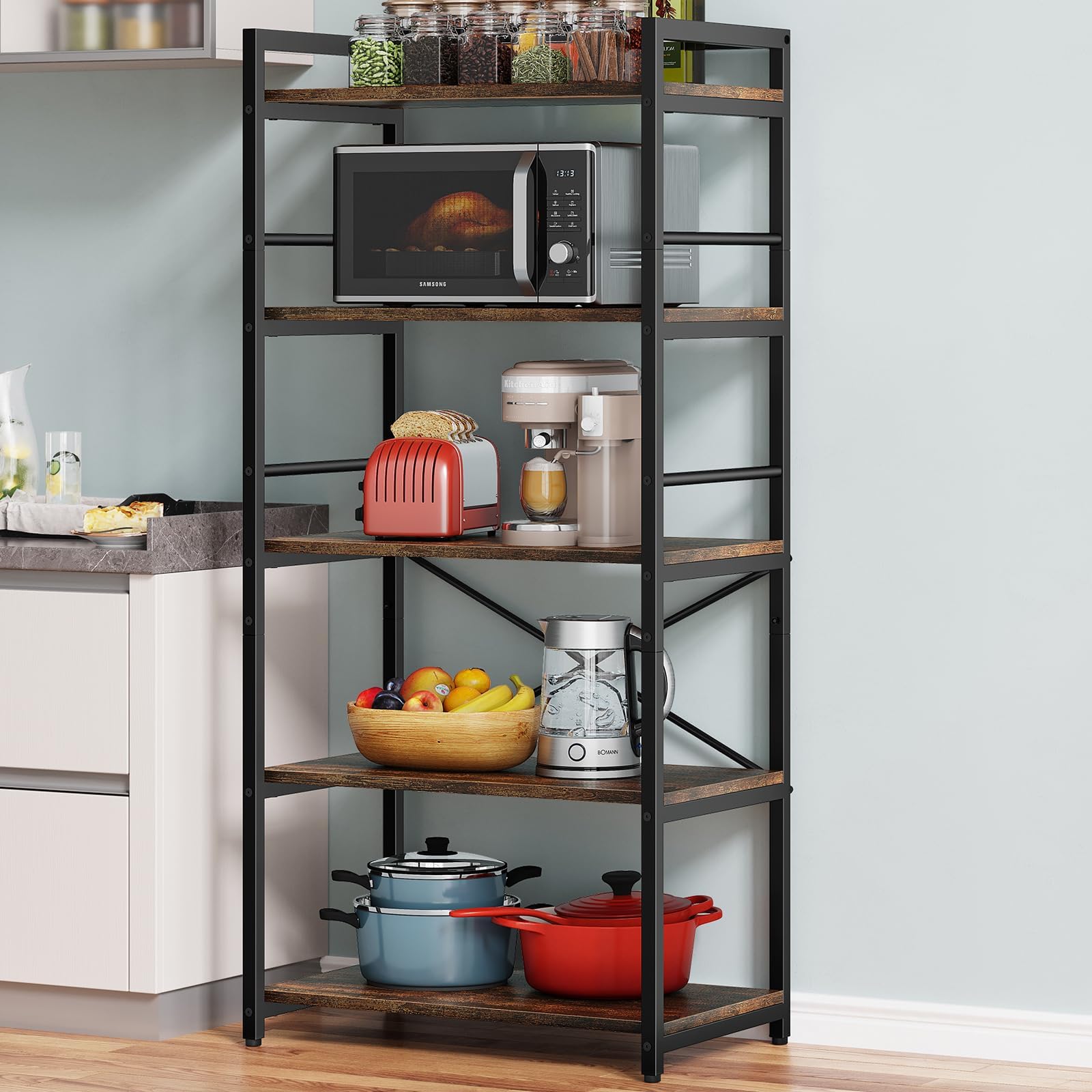 Amazon.com - Chnnmbrn Kitchen Bakers Rack,5 Tier Utility Storage Shelf ...