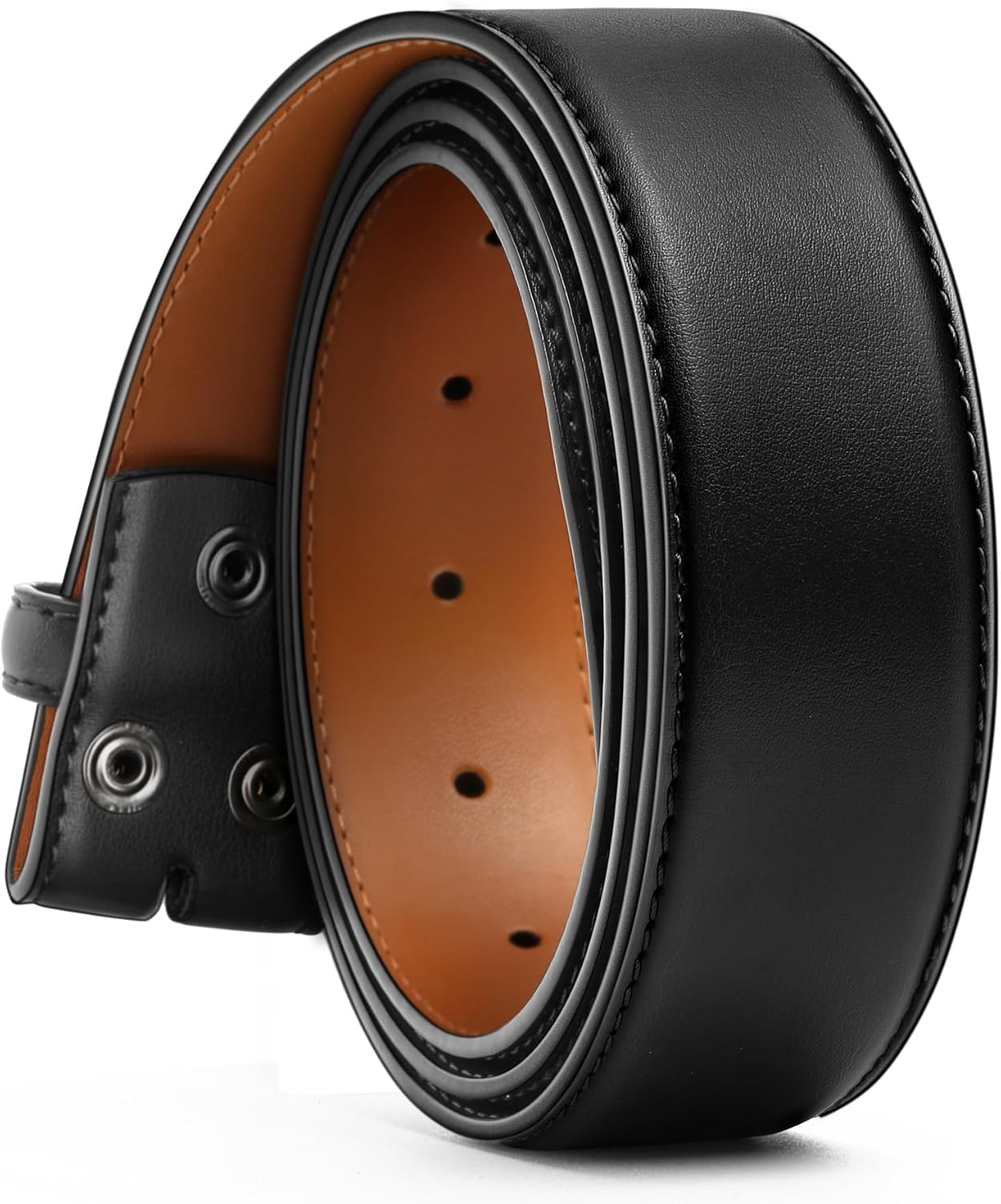 BULLIANT Leather Belts Strap 1 1/2" with Snaps No buckle for Men Belt ...