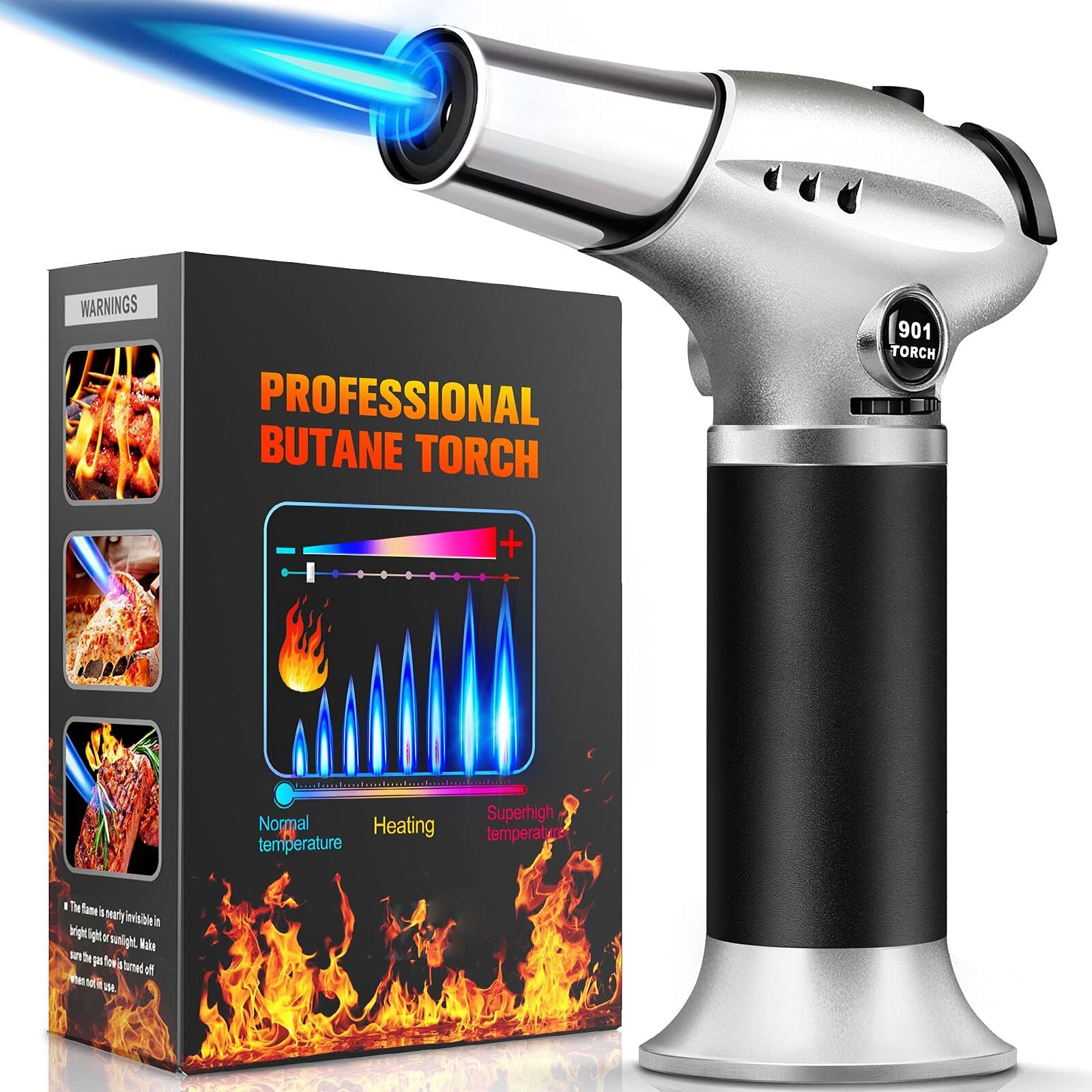 Amazon.com: Culinary Butane Torch, Kitchen Refillable Butane Blow Torch ...