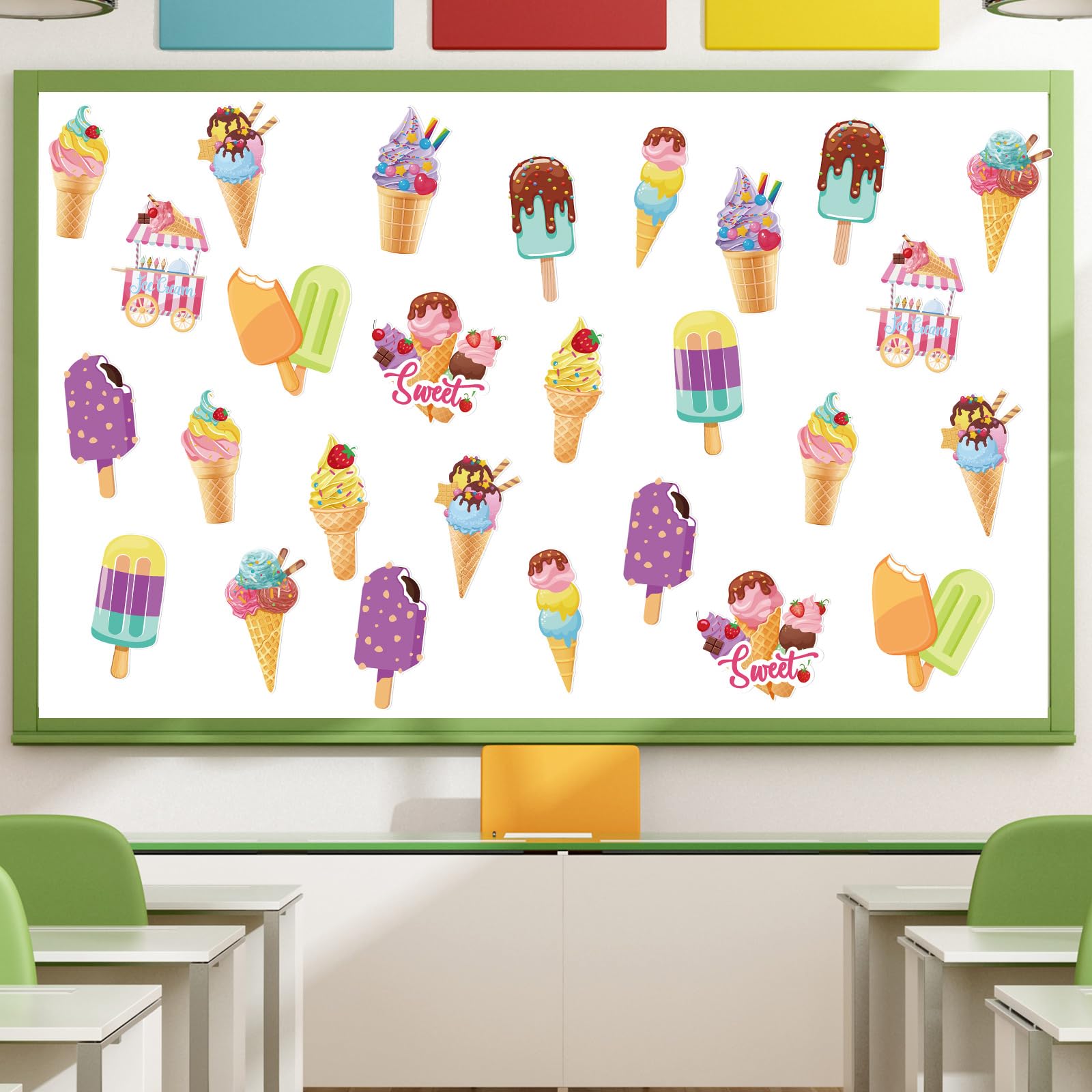 Snapklik.com : 60 Pcs Ice Cream Decorations Ice Cream Bulletin Board ...