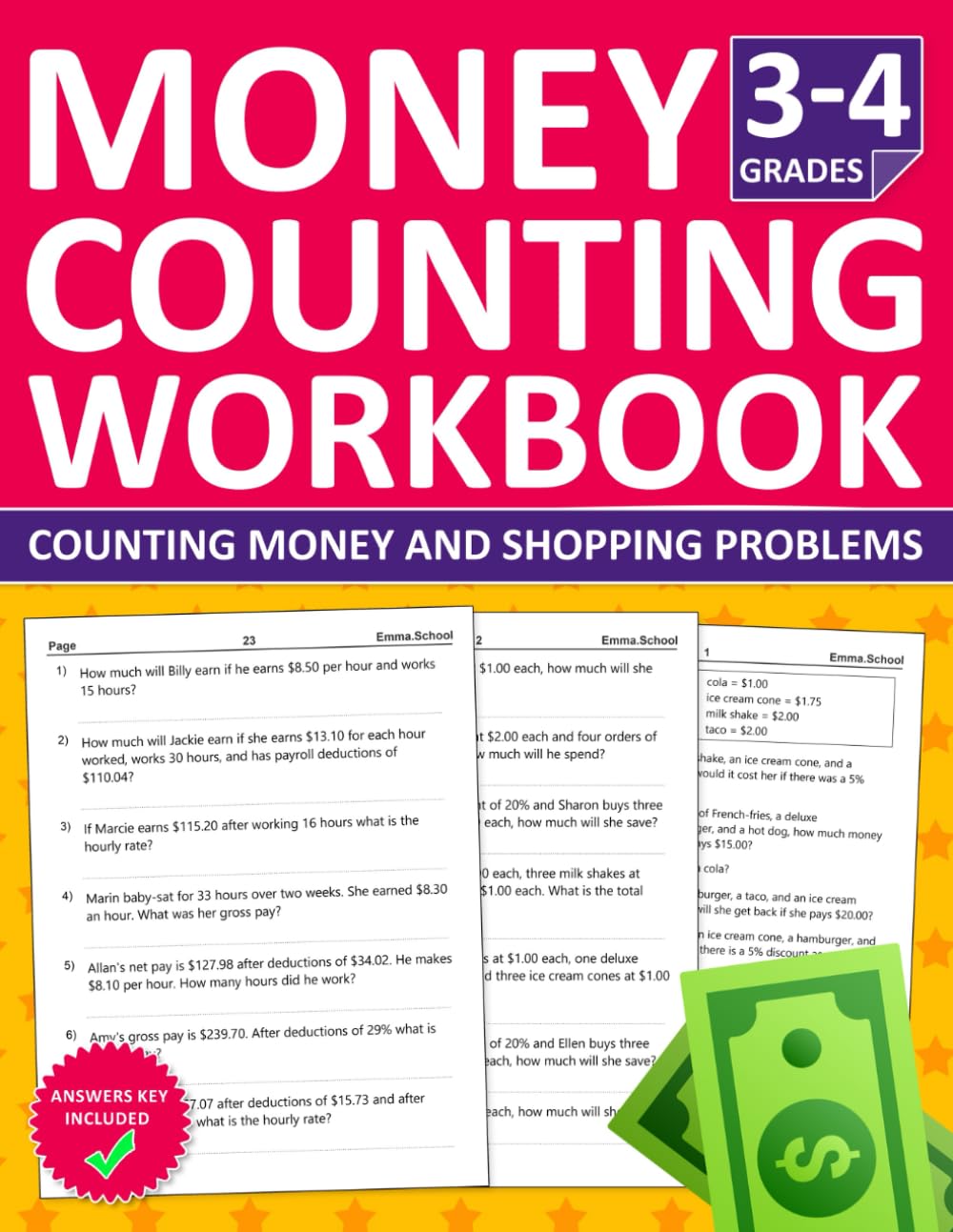 Counting Money Workbook For Grades 3-4: Math Money Workbook With ...