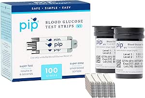 Amazon.com: Pip V1 Blood Glucose Test Strips – 100 Count – Compatible ...