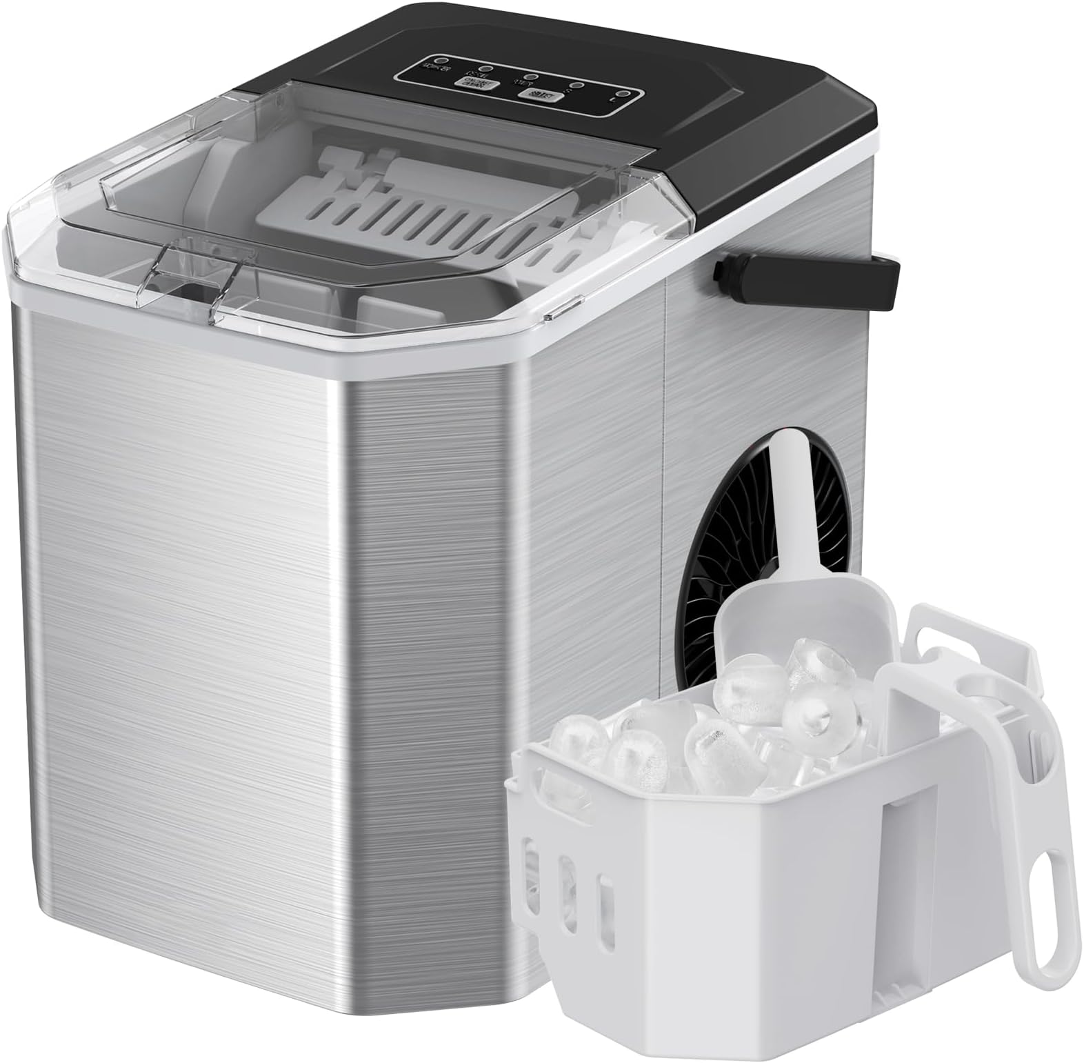 Amazon.com: Silonn Ice Maker Countertop, Stainless Steel Portable Ice ...