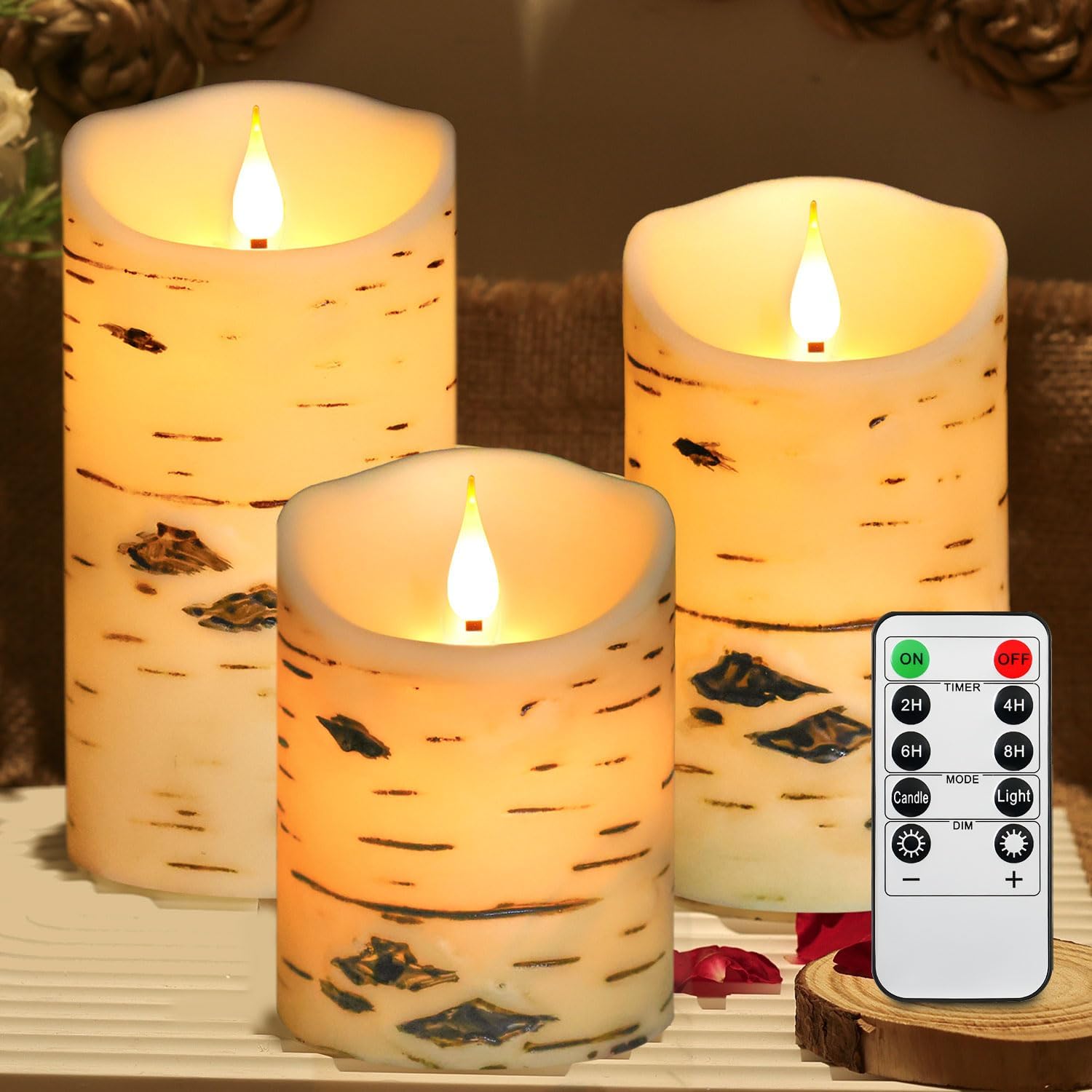 Amazon.com: QQFCTOO Flameless Birch Bark Candles Flashing Battery ...