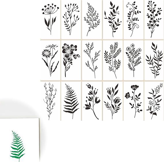 Priaora 18Pcs Wild flower Stencils, Stencil for Painting, Reusable ...