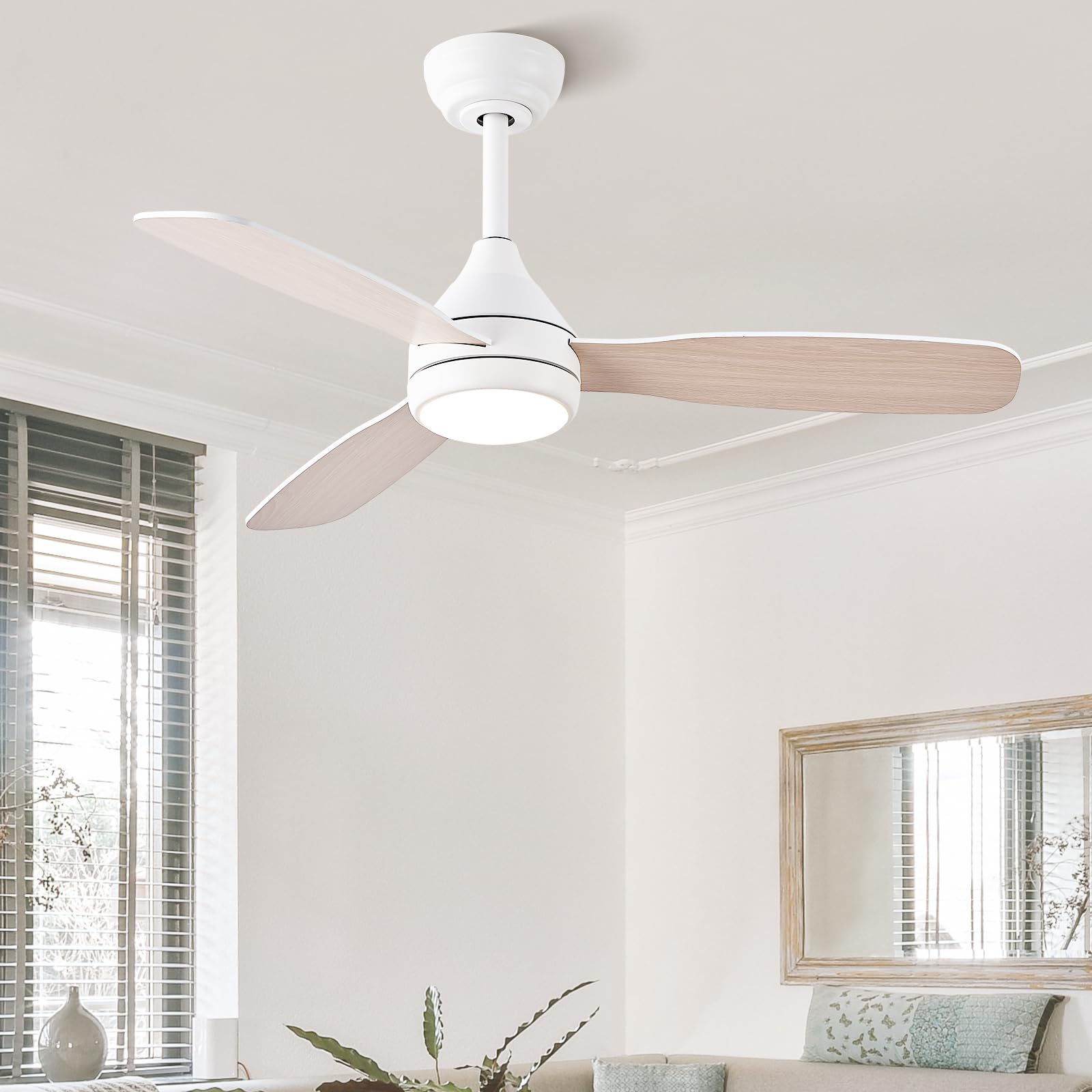 SAMPHON Ceiling Fans with Lights, 36" Dimmable Flush Mount Ceiling Fan ...