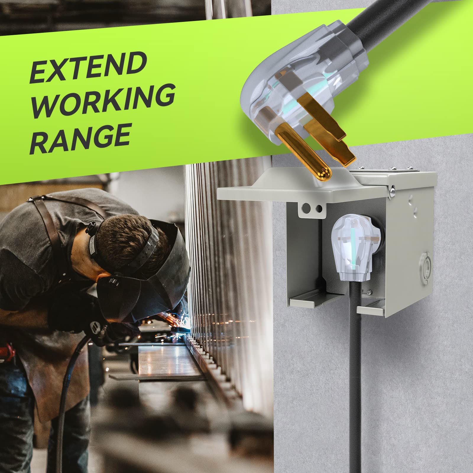 Snapklik.com : RVMATE 250V 25 Feet Welder Extension Cord, 10 AWG NEMA 6 ...